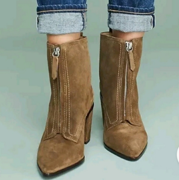 SCHUTZ | Shoes | Schutz Brown Nayra Kangaroo Zip Front Suede Ankle ...